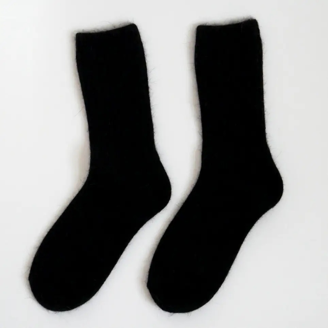 Black Super Soft Wool Socks | ELMNTL | Wool and Angora Socks ...