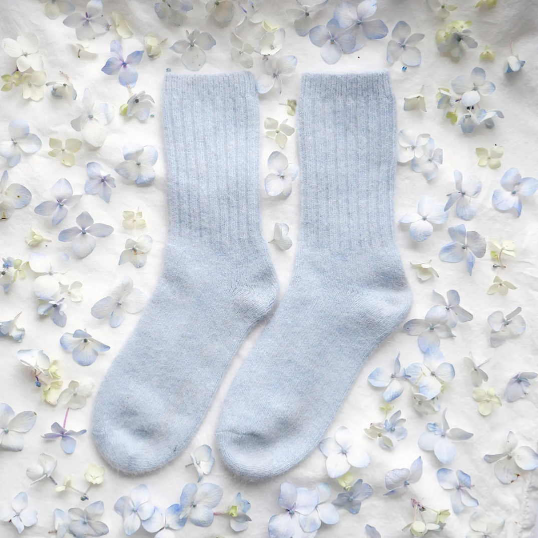 Blue Super Soft Wool Socks | ELMNTL | Wool and Angora Socks ...
