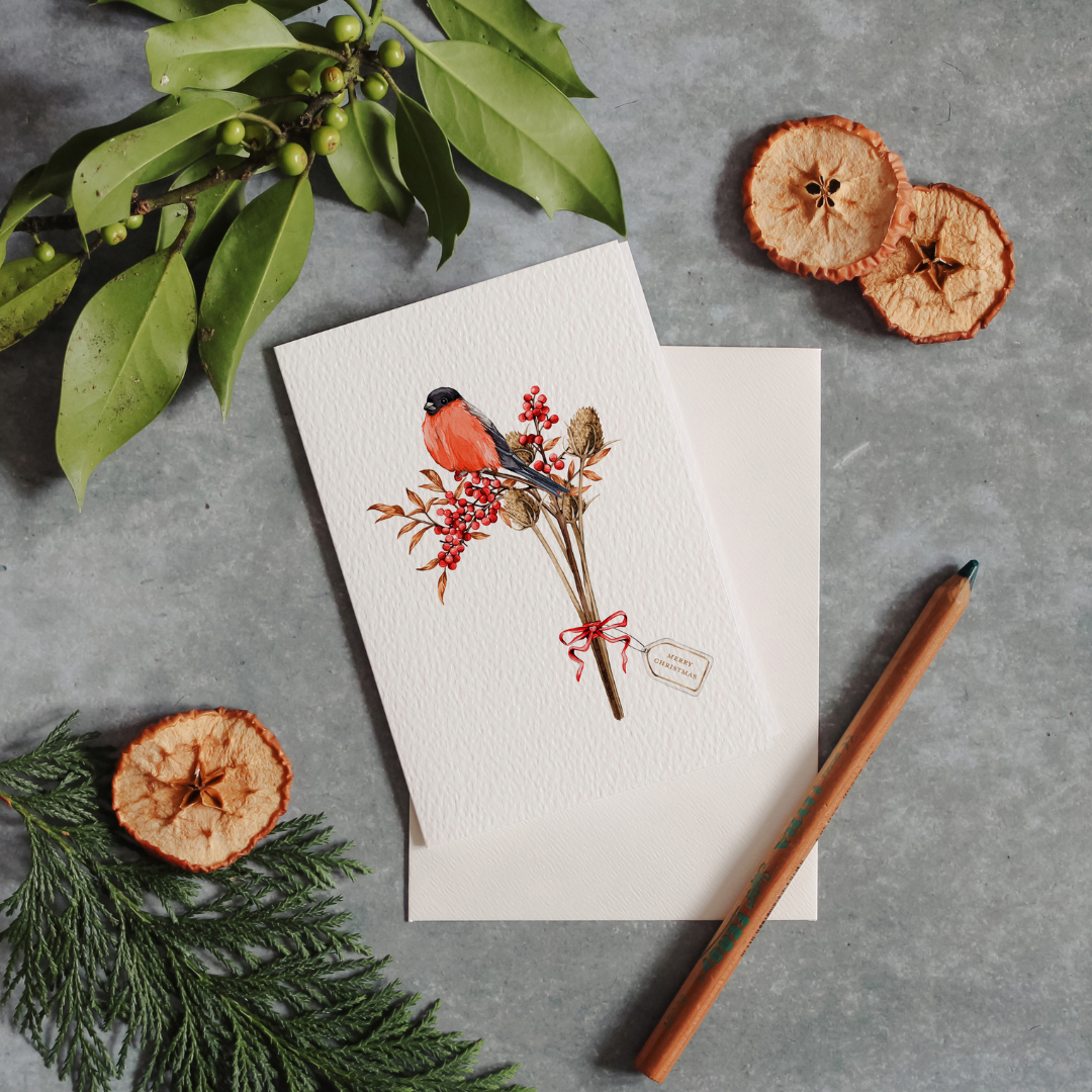 Winter Finch Card | Sophie Brabbins | Holiday | Stationary | Christmas ...