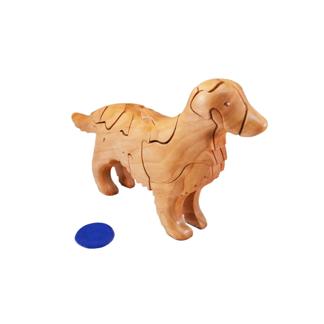 Golden Retriever with Frisbee Puzzle in Cherry – beryl
