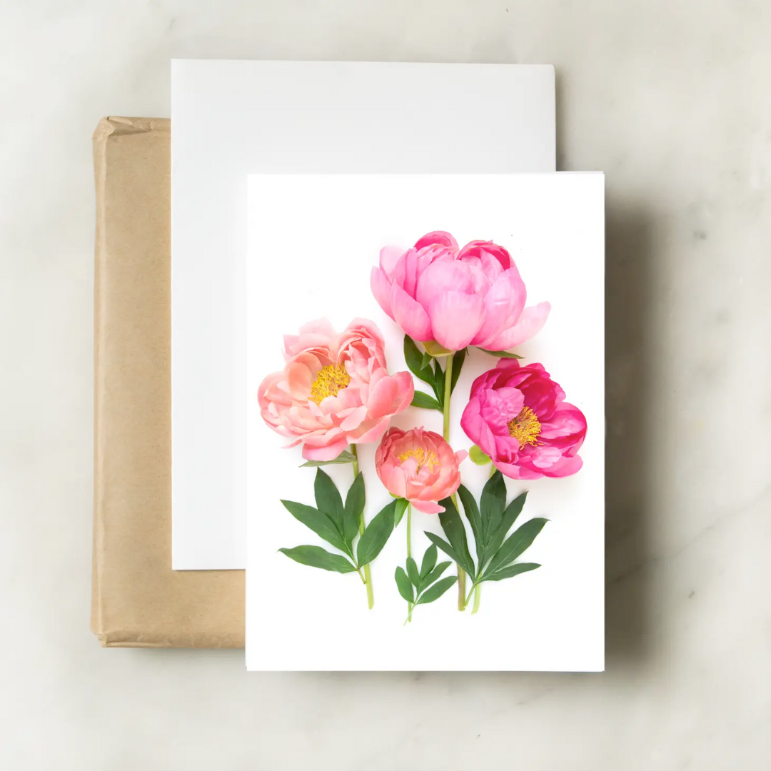 Peony Flowers Card | Bottle Branch | Botanical Cards | Note Cards ...