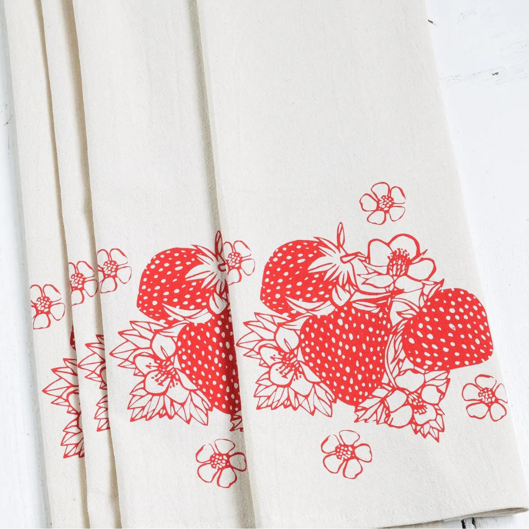 Strawberry Napkins in Red | Hearth and Harrow | Hand Printed Linens – beryl